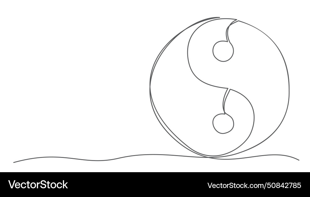 Yin yang one line drawing isolated on white Vector Image