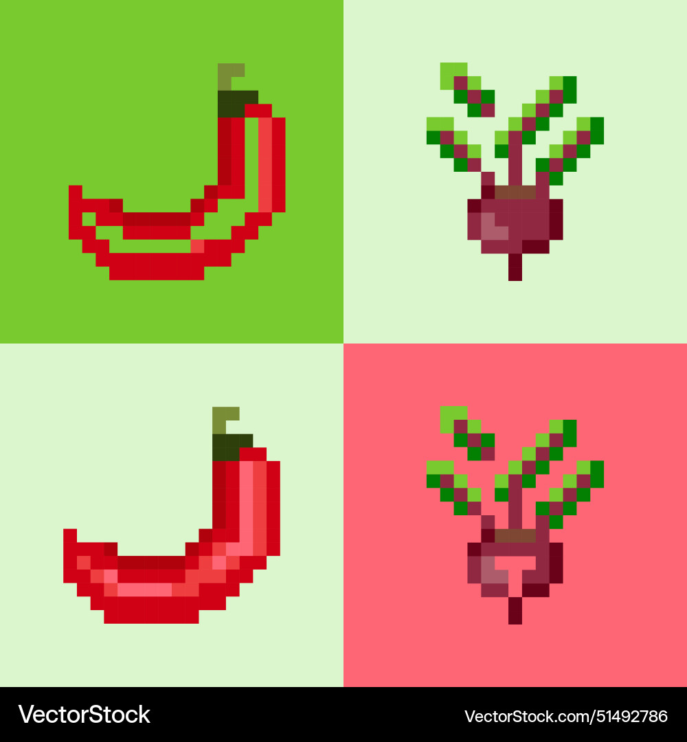 A pattern of pixel icons hot red pepper Royalty Free Vector