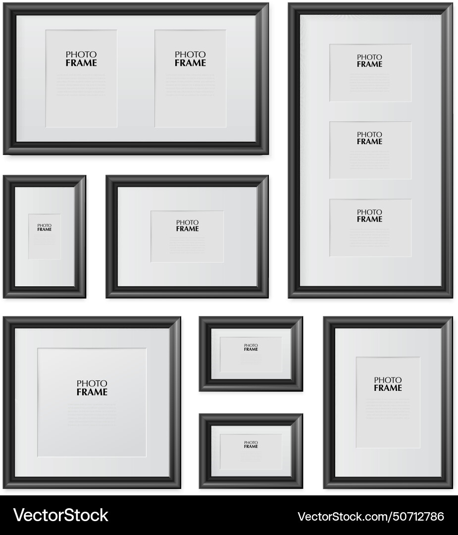 Black frames realistic set Royalty Free Vector Image