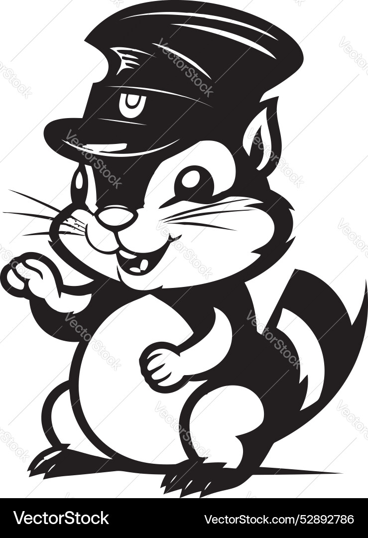 Cartoon chipmunk logo icon black friendly Vector Image
