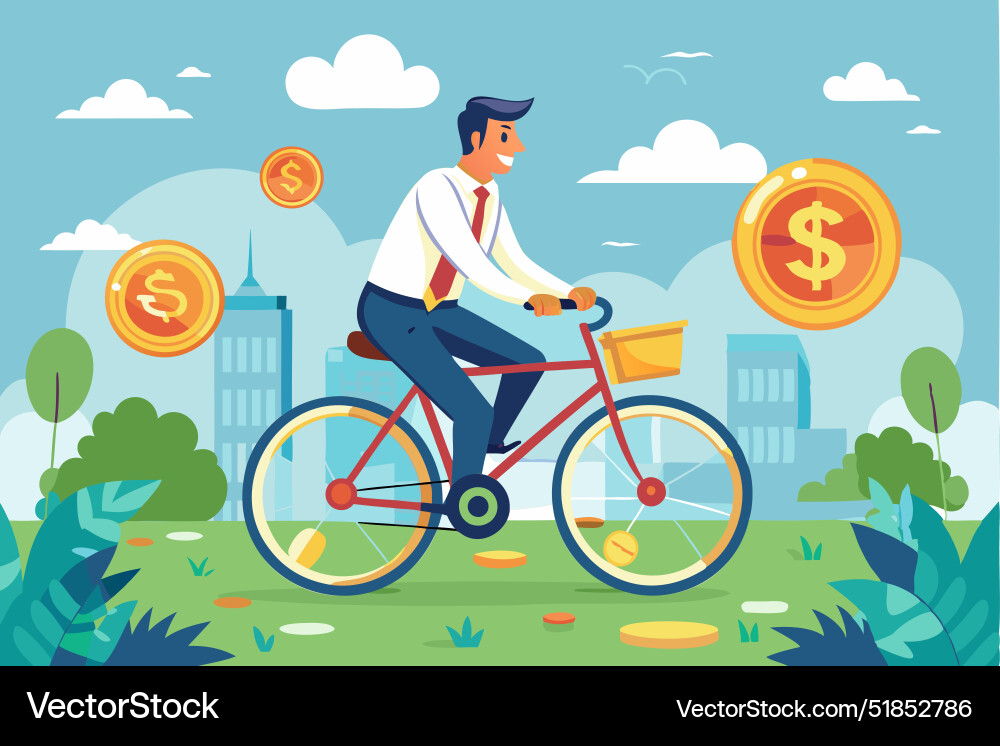 Cycling to financial success Royalty Free Vector Image