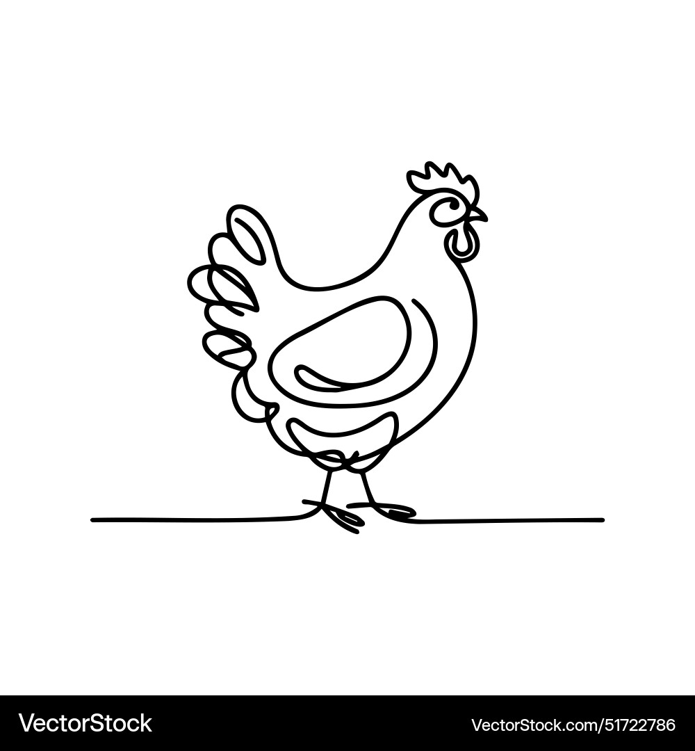 Hen in continuous line art drawing style chicken Vector Image
