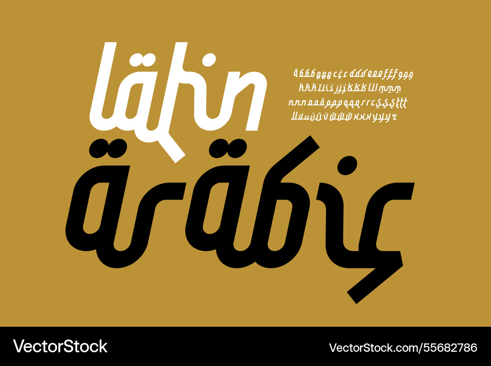 Latin arabic style font design alphabet letters Vector Image