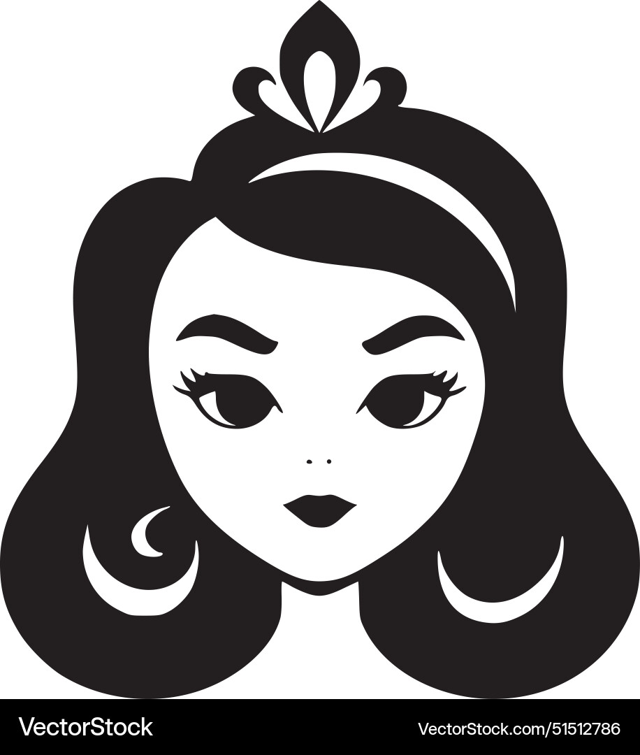 Princess - black and white Royalty Free Vector Image