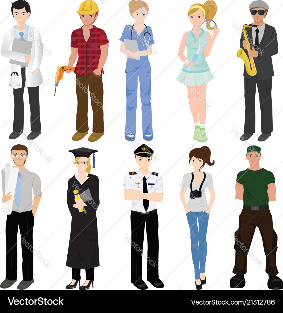 Professional workers collage Royalty Free Vector Image