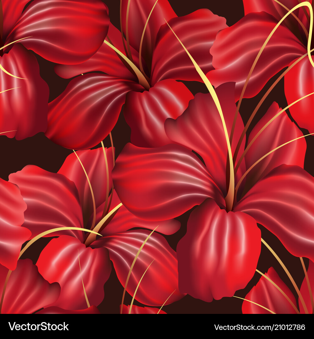 Red Orchid Floral Pattern Royalty Free Vector Image
