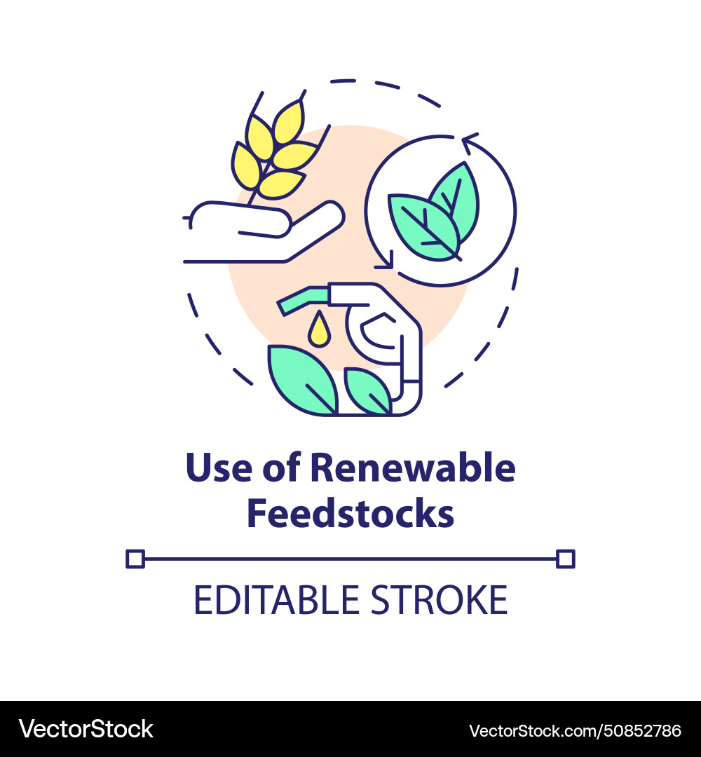 Renewable feedstocks use multi color concept icon Vector Image