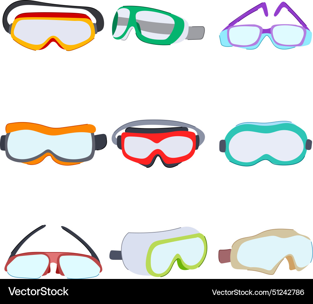 Safety goggles set cartoon Royalty Free Vector Image