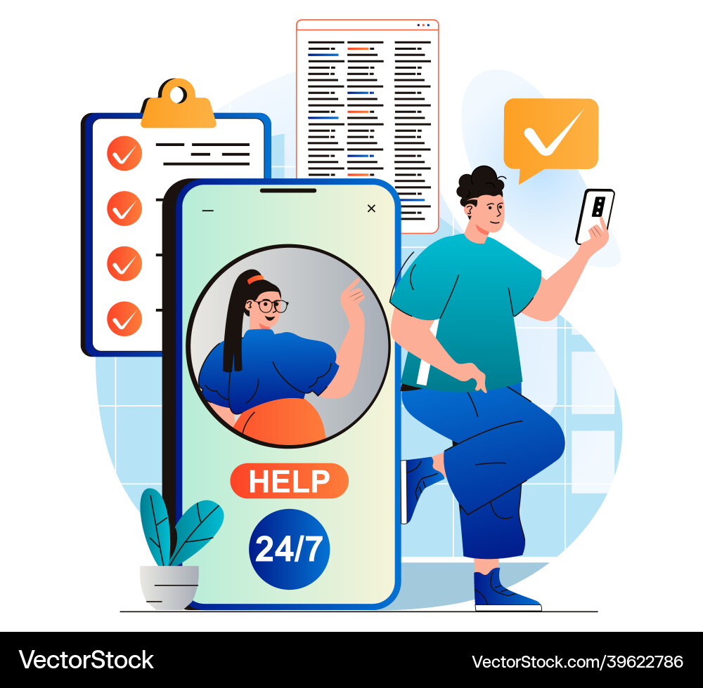 Virtual assistant concept in modern flat design Vector Image
