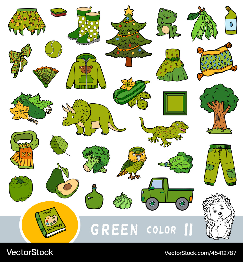 Colorful set of green color objects visual Vector Image