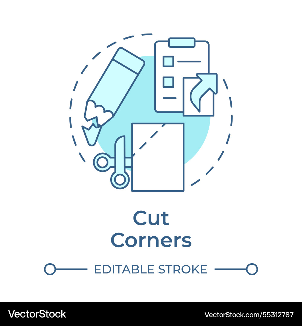 Schneiden Sie Ecken weiche blaue Konzept-Ikone Vektorbild