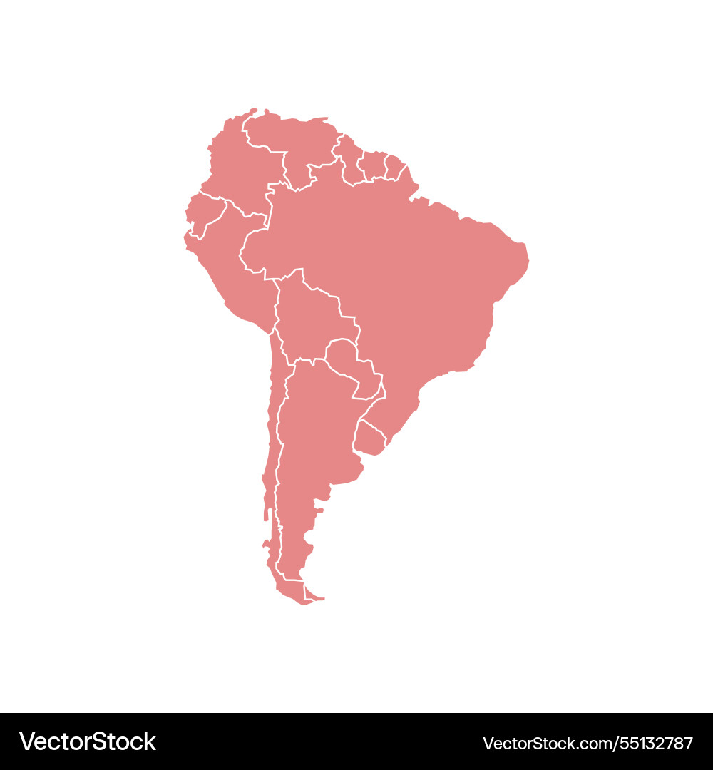 Detailed red south america map with borders Vector Image