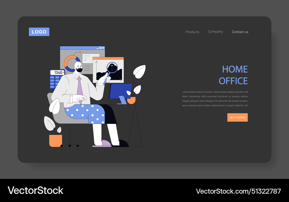 Home office setup Royalty Free Vector Image - VectorStock