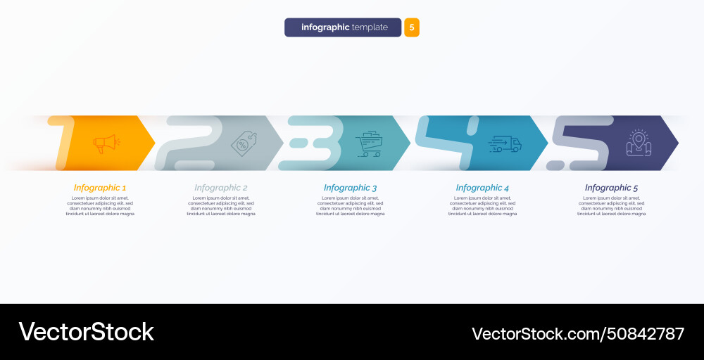 Infographic template composed of 5 numbered Vector Image