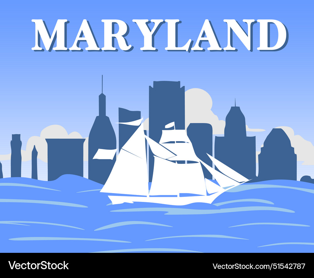 Maryland state with beautiful views Royalty Free Vector