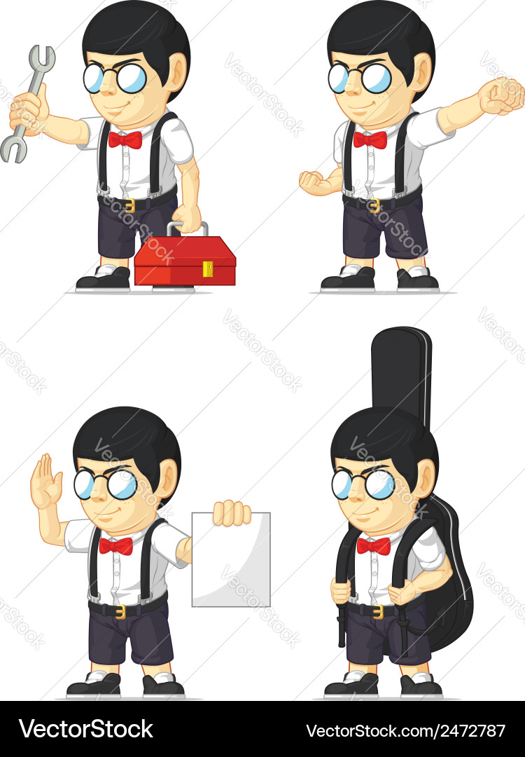 Nerd boy customizable mascot 7 Royalty Free Vector Image