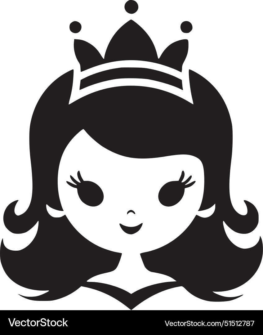 Princess - black and white Royalty Free Vector Image