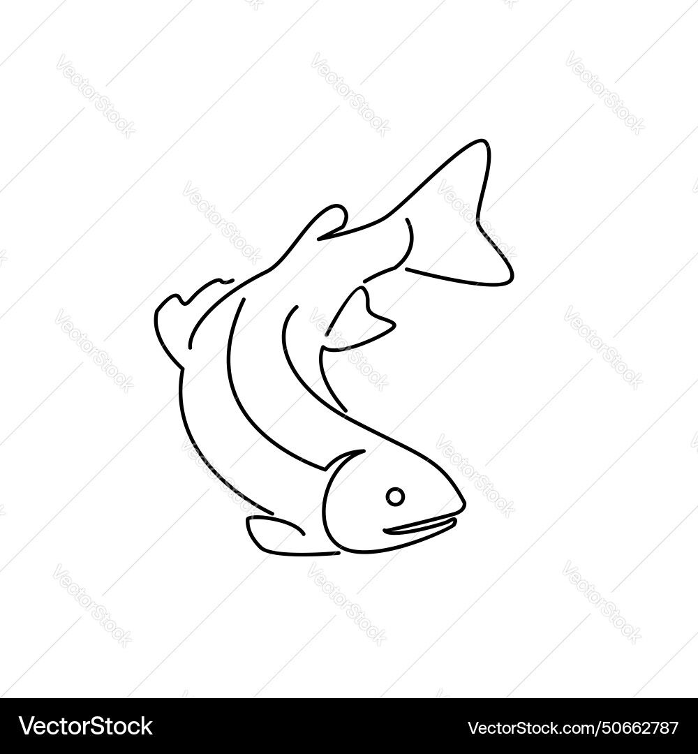 Salmon fish outline Royalty Free Vector Image - VectorStock