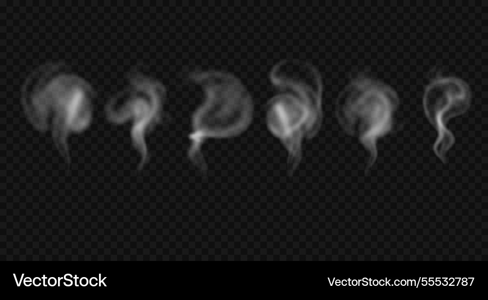 Set of various smoke steam mist effects Royalty Free Vector