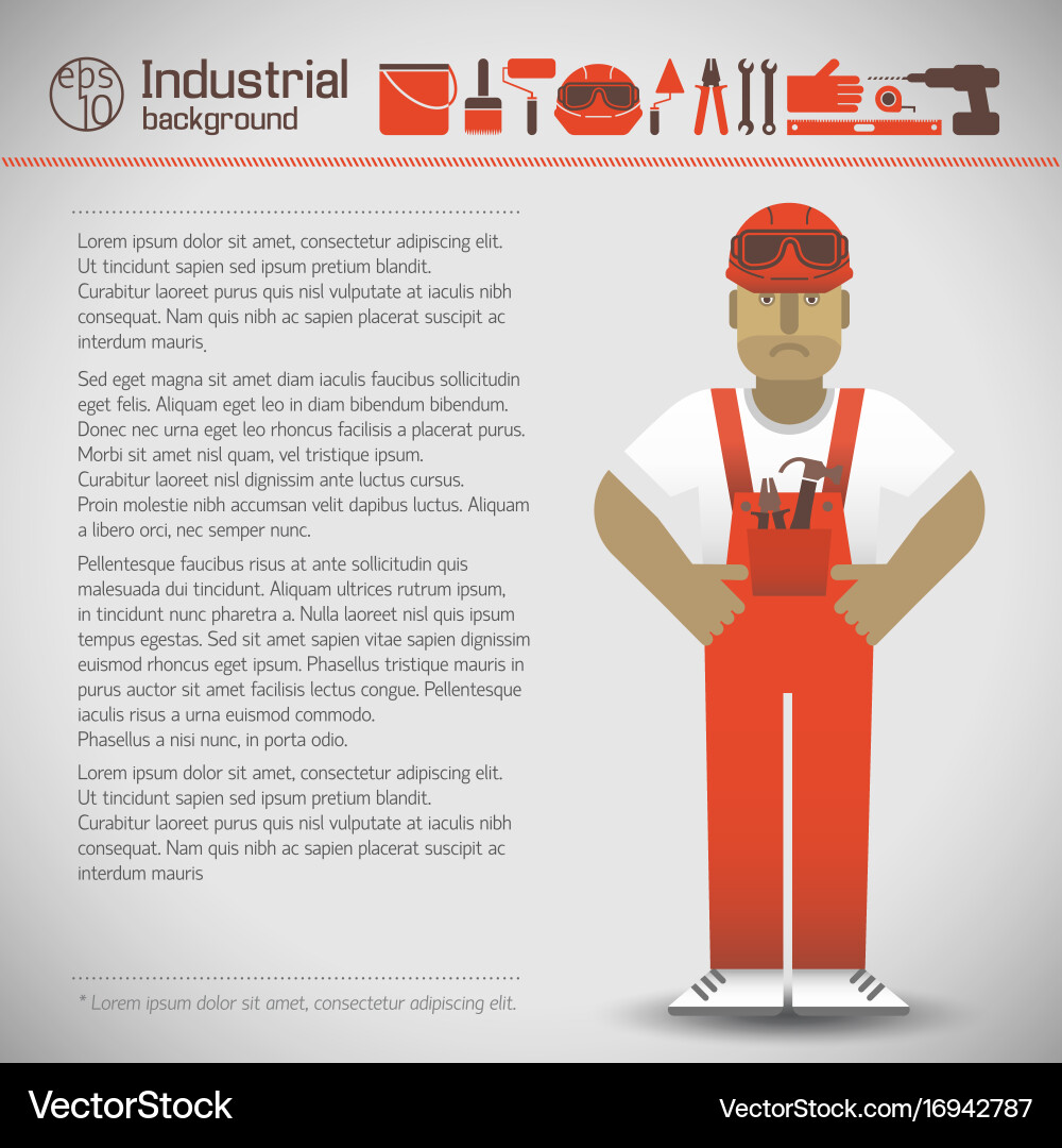 Workman and industrial background Royalty Free Vector Image