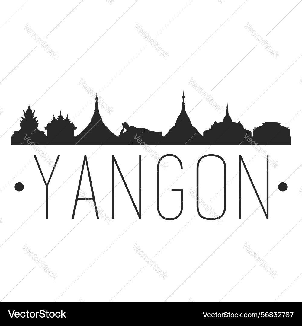 Yangon myanmar city skyline silhouette Royalty Free Vector