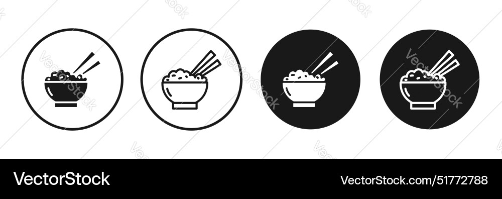 Bowl rice line icon set Royalty Free Vector Image