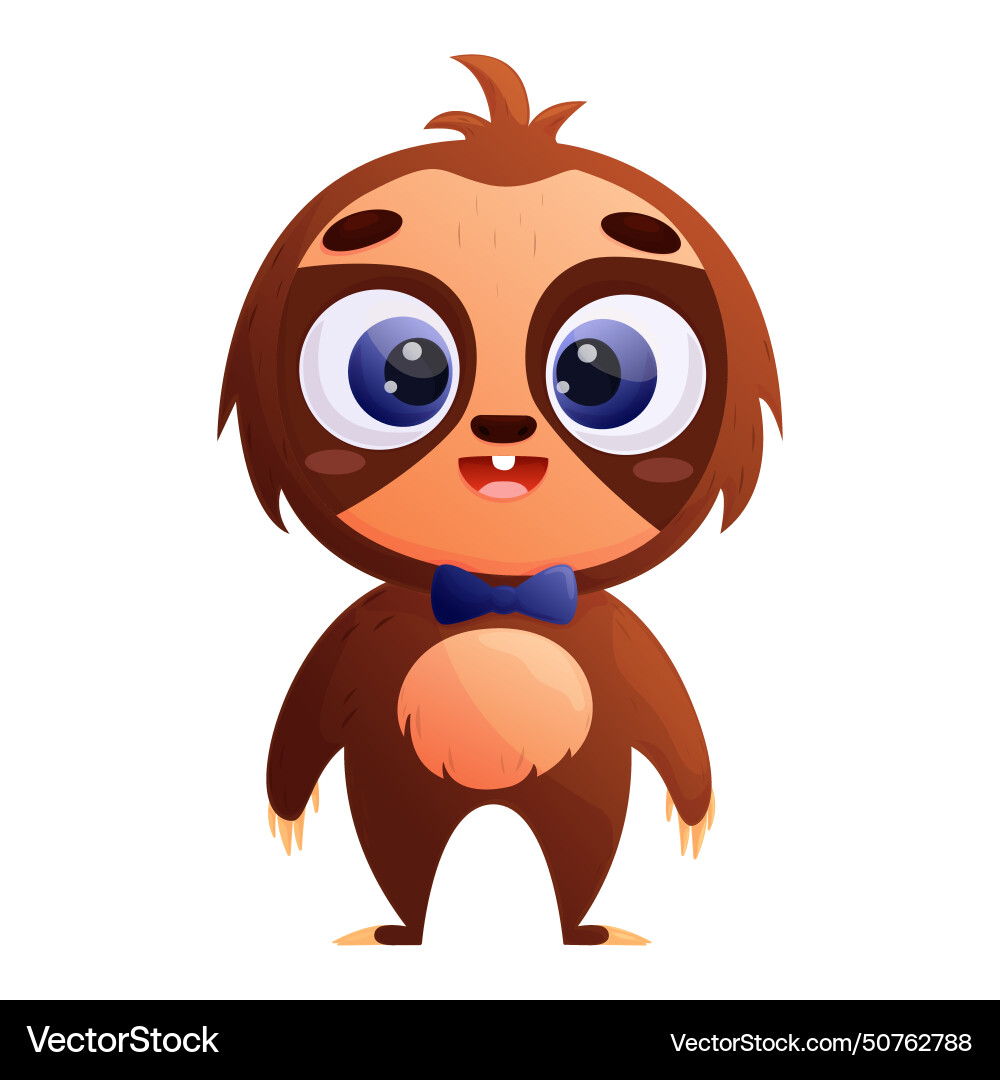 Cartoon sloth stands and smiles welcomingly Vector Image