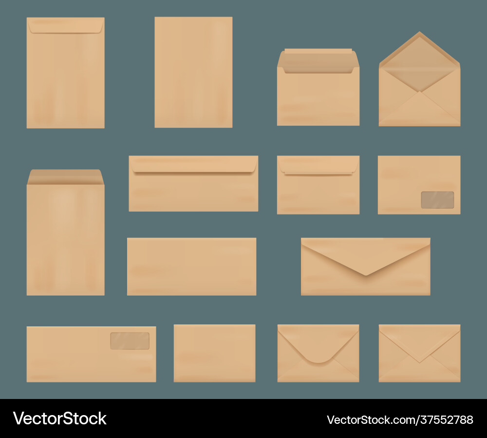 Craft envelopes business identity stationery a4 Vector Image