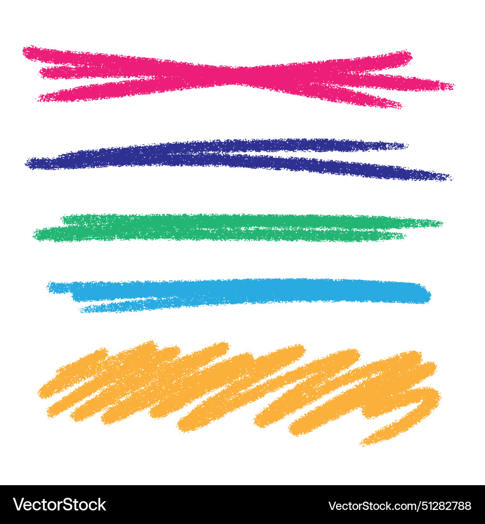 Hand drawn colored pencil lines and scribbles set Vector Image