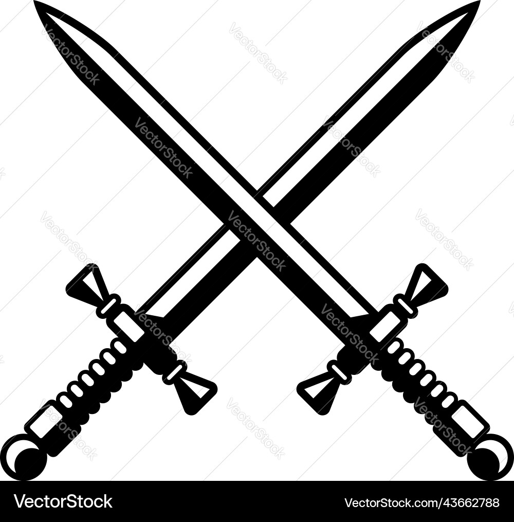 Heraldic warrior swords crossed heraldry emblem Vector Image