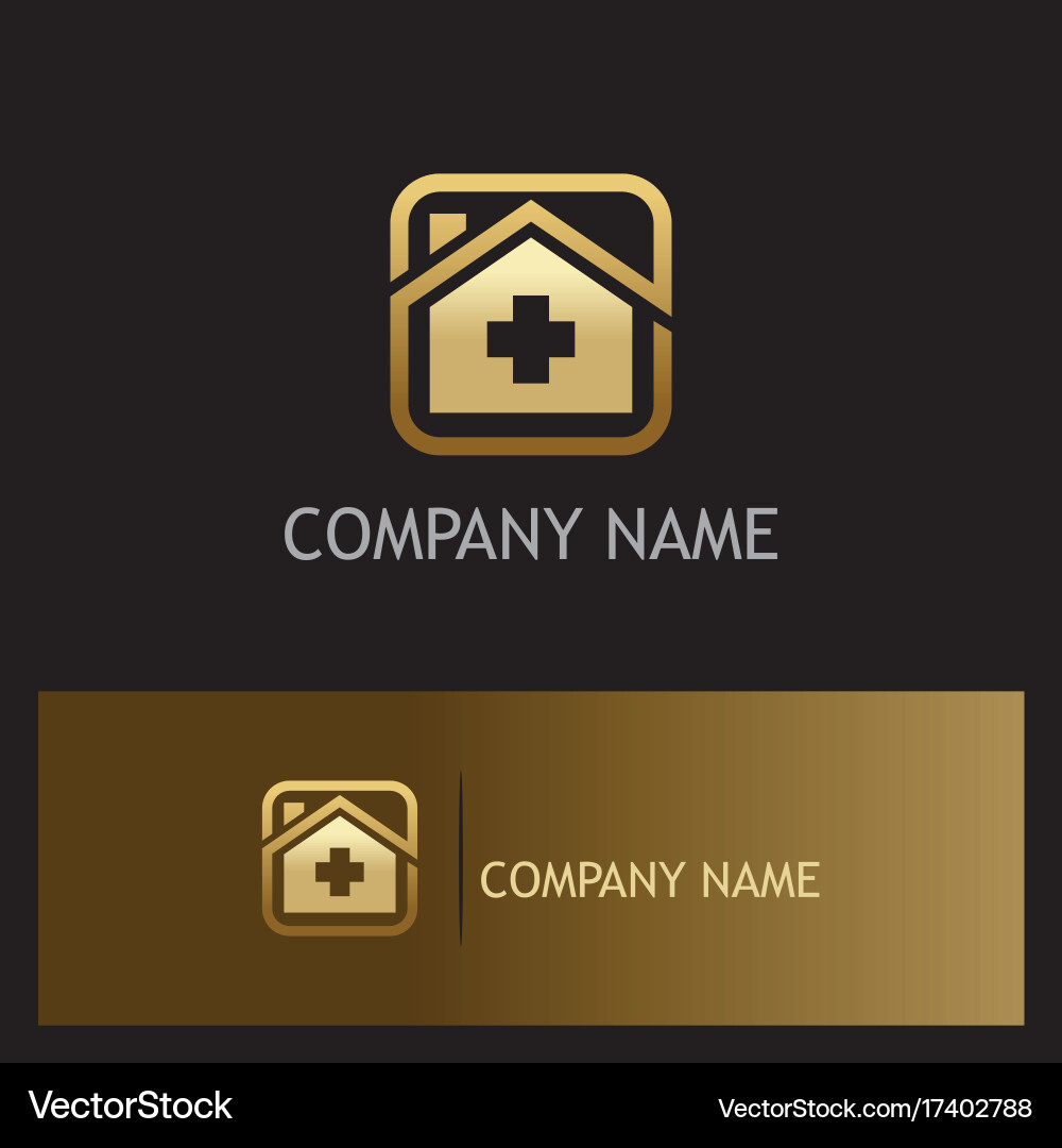 Hospital medic gold logo Royalty Free Vector Image
