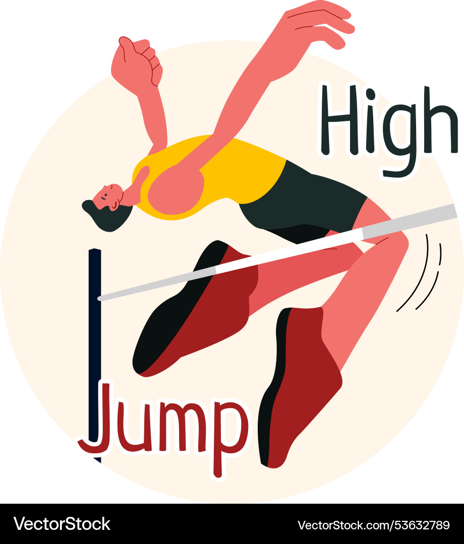 A male athlete performing high jump combining Vector Image