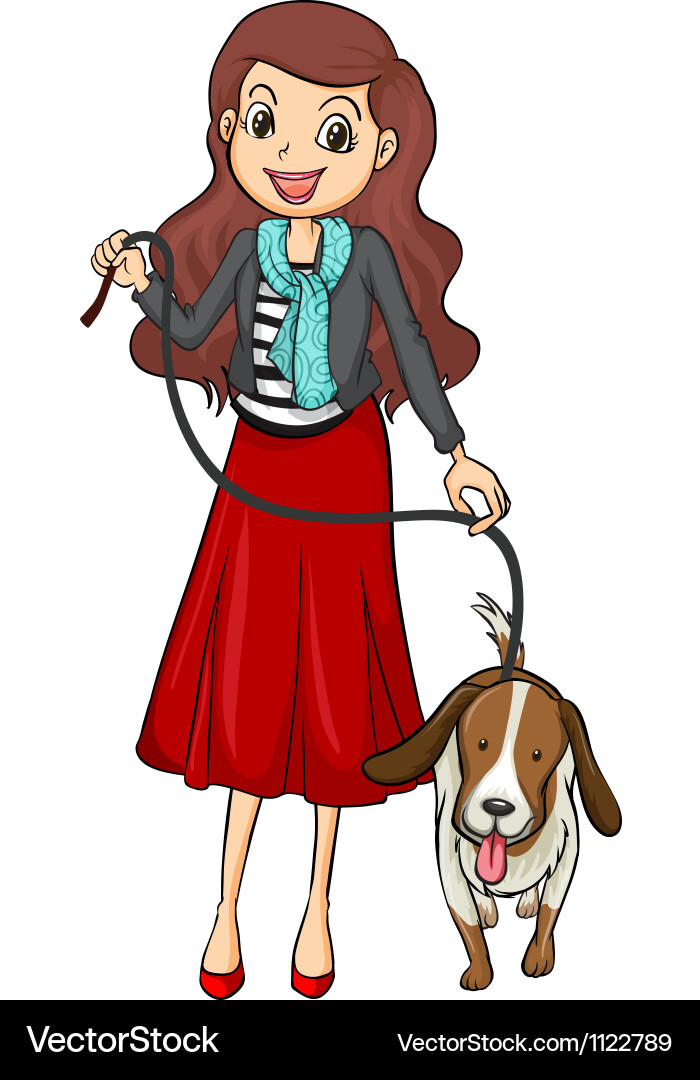 A smiling girl and dog Royalty Free Vector Image