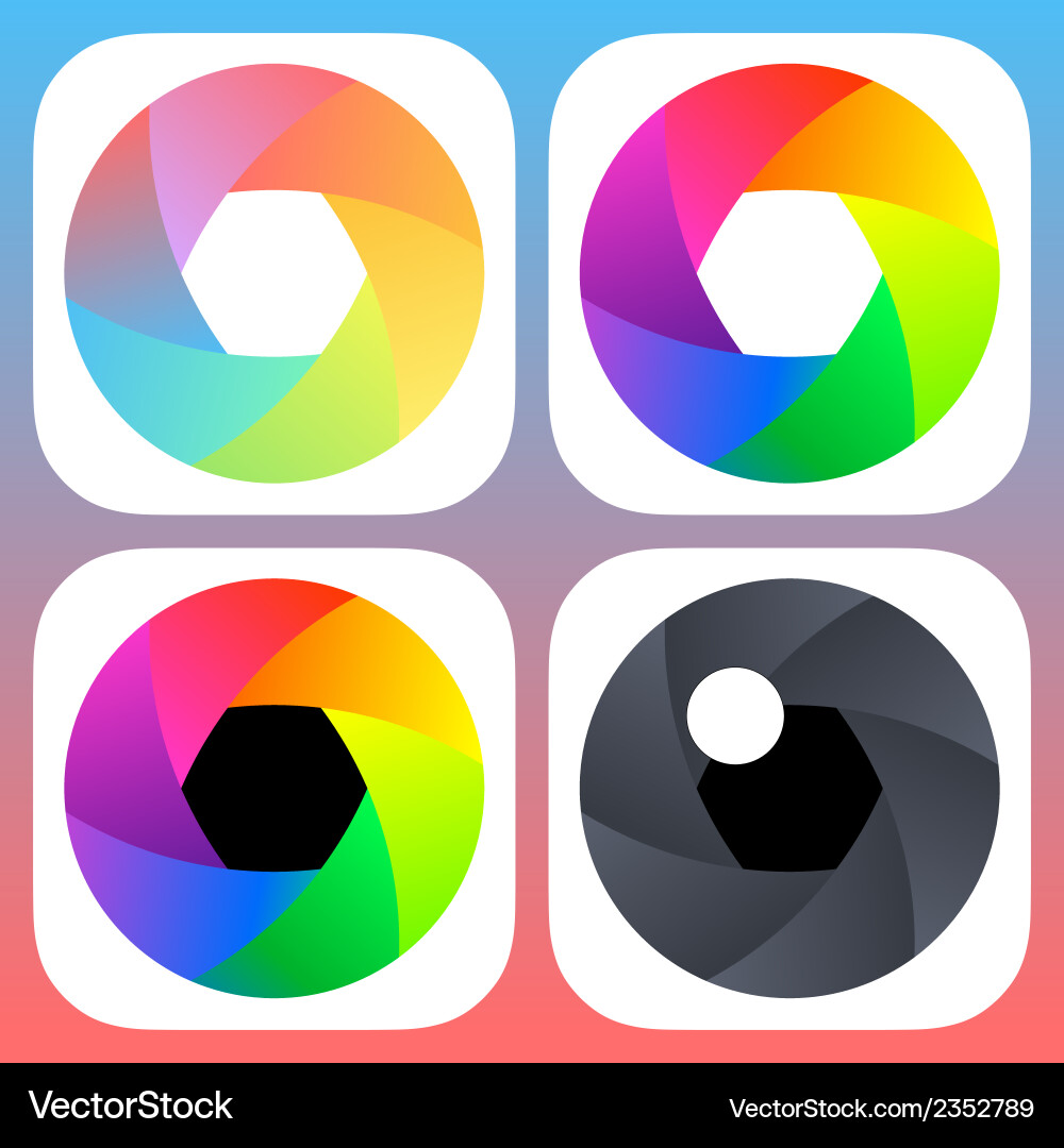 Camera Objective Icons - Flat Style Royalty Free Vector