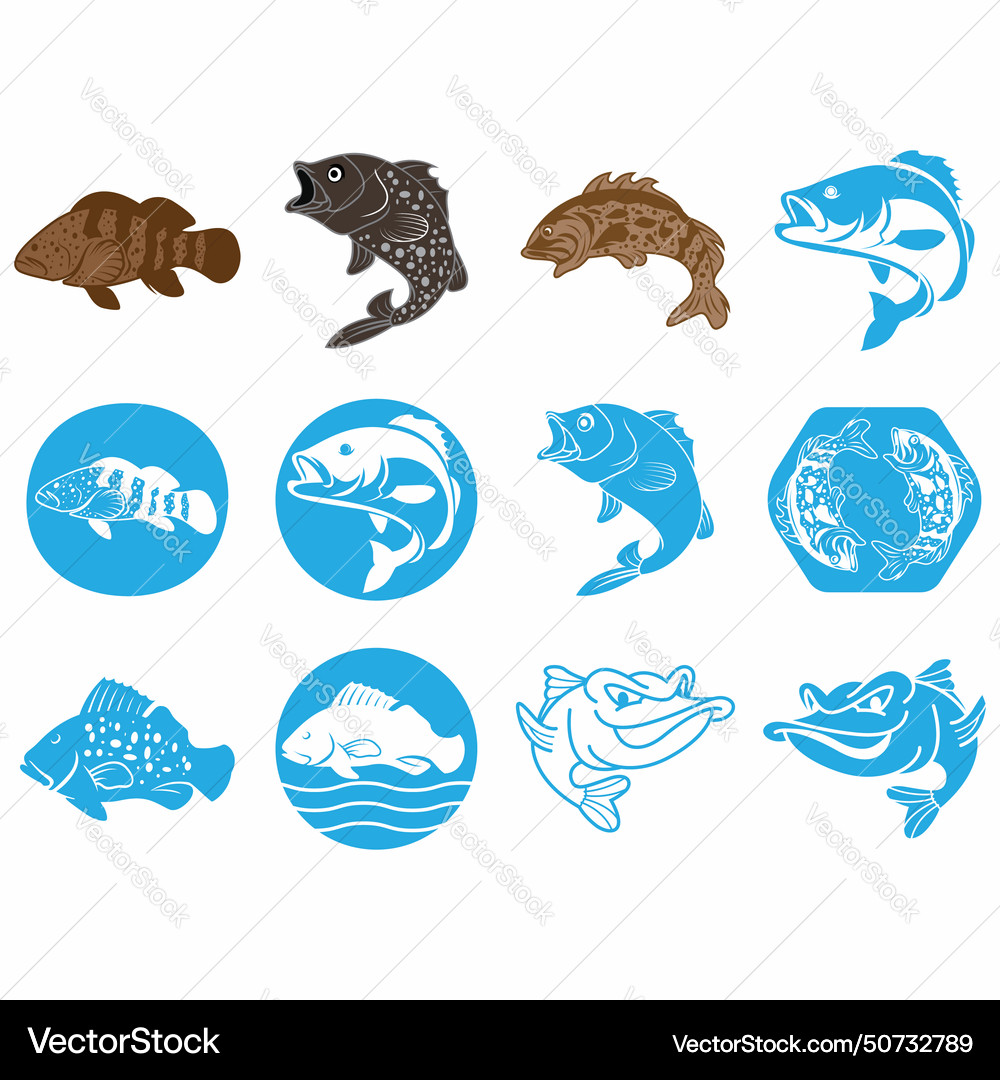Collection of fish logos Royalty Free Vector Image