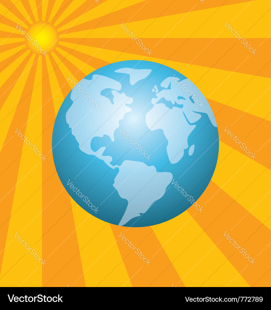 Earth and the rising sun Royalty Free Vector Image