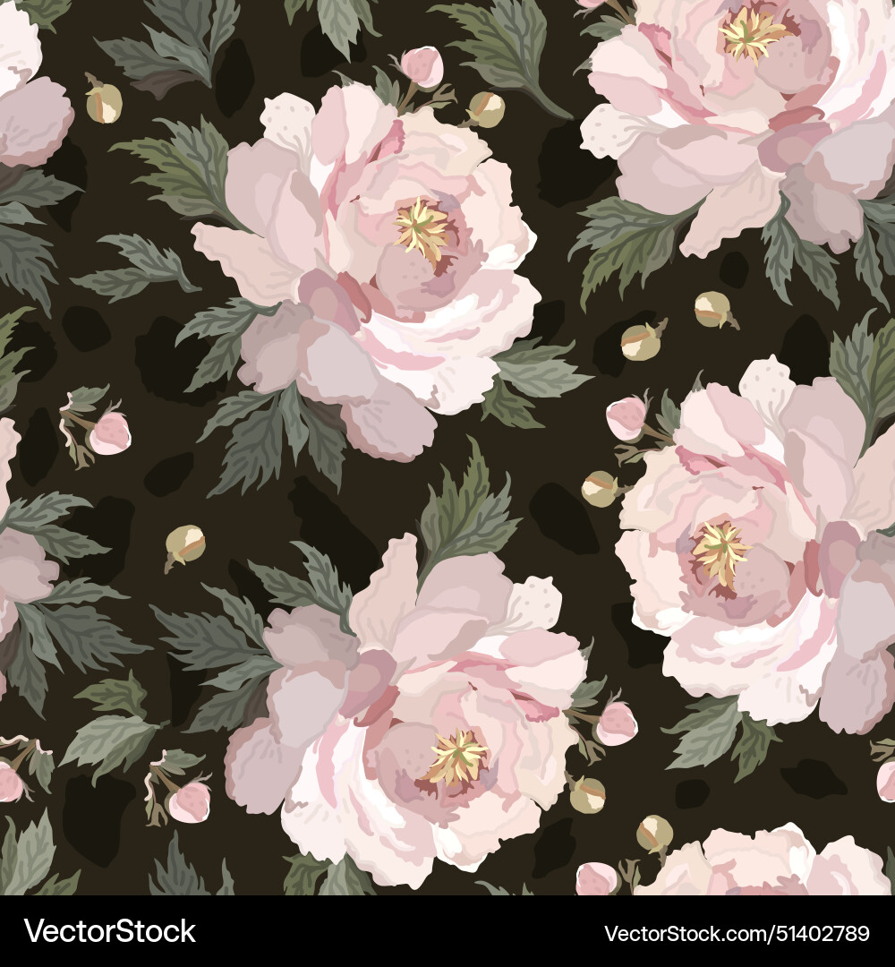 Floral seamless pattern with soft pink peonies Vector Image