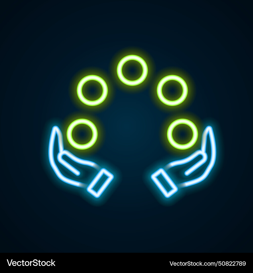 Glowing neon line juggling ball icon isolated Vector Image