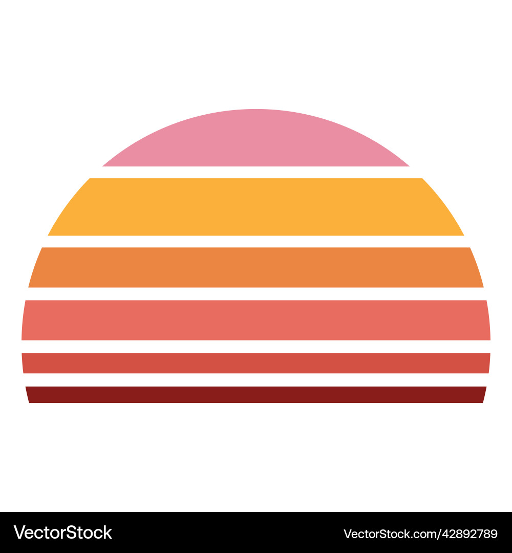 Half circle retro sunset high quality Royalty Free Vector