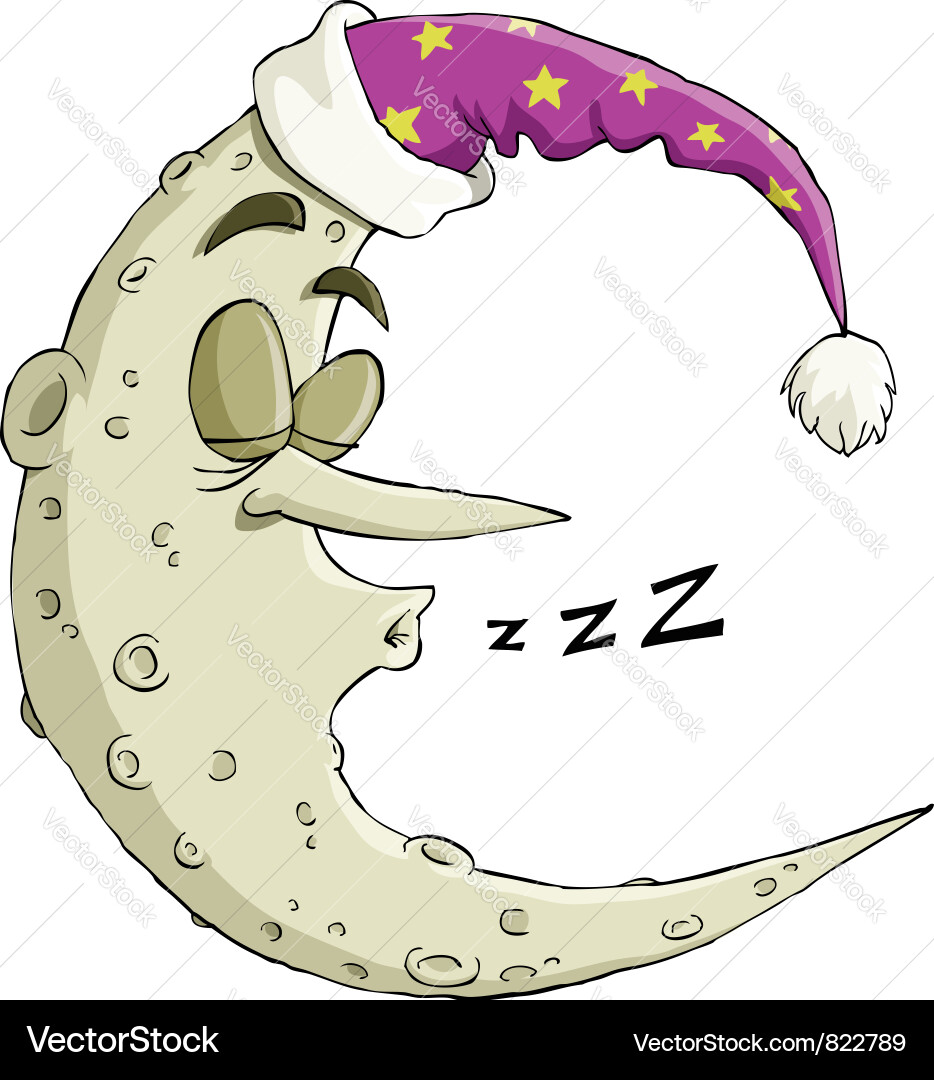 Moon sleeping Royalty Free Vector Image - VectorStock