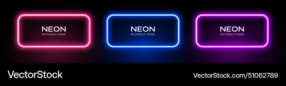 Neon light rectangle frame Royalty Free Vector Image