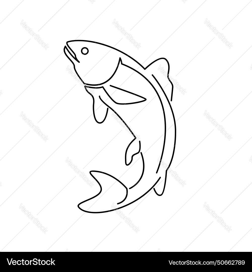 Salmon fish outline Royalty Free Vector Image - VectorStock