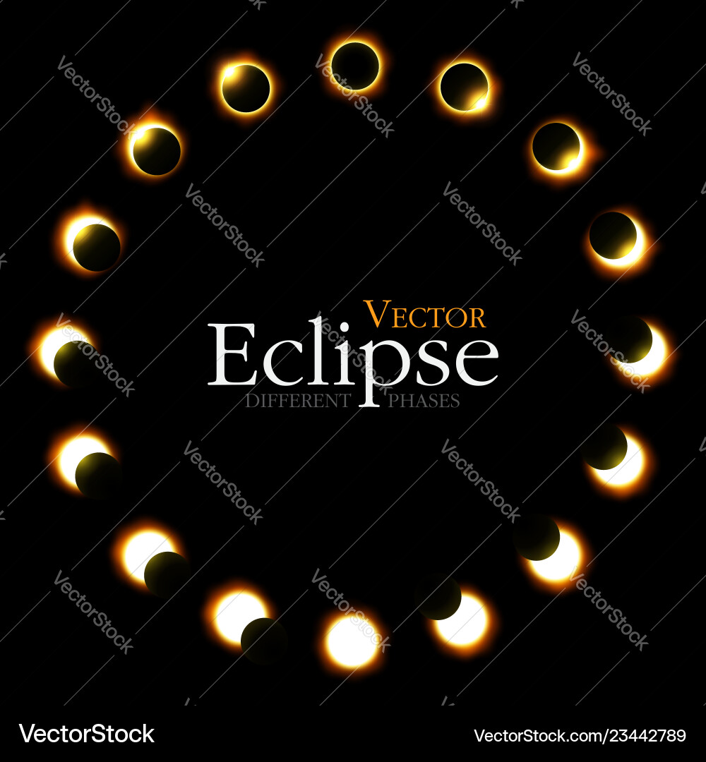 Solar and Lunar Eclipse Phases Royalty Free Vector Image
