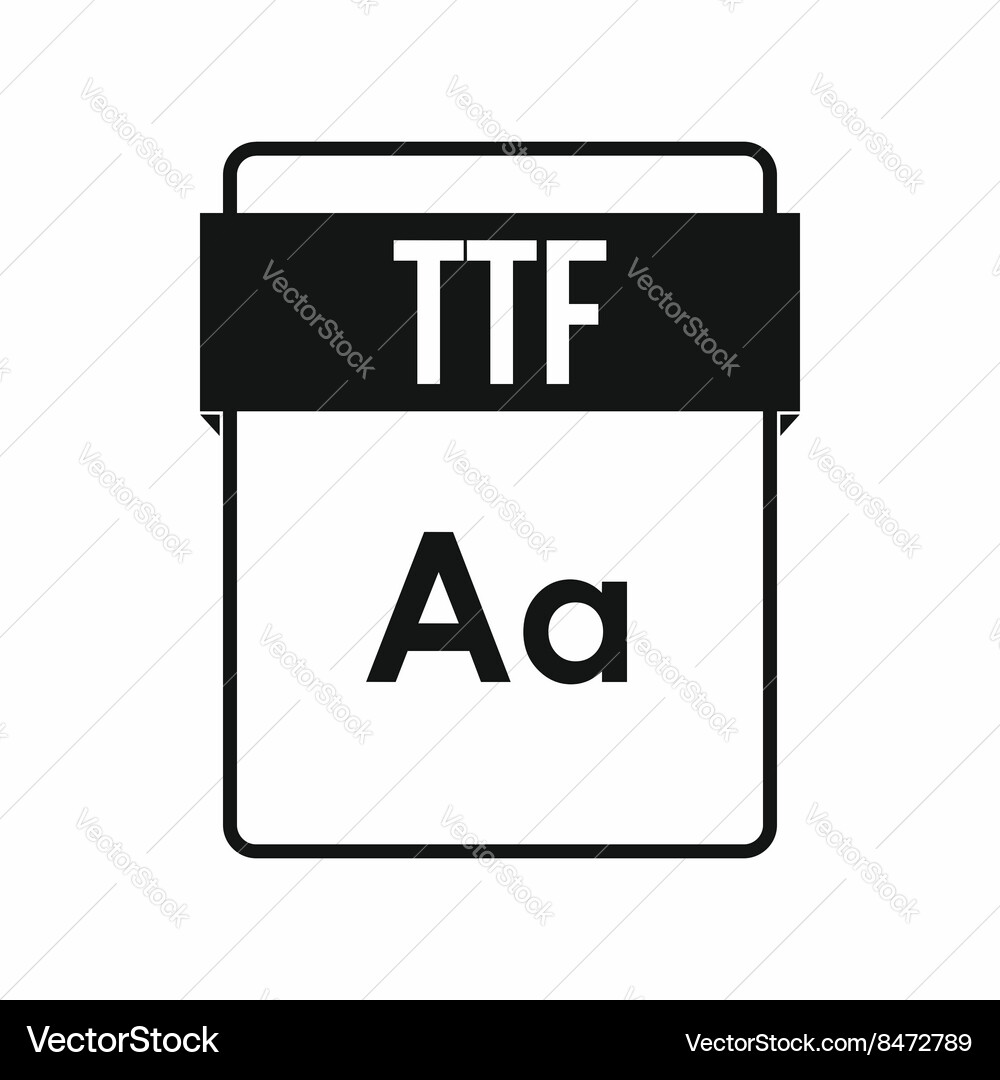 Ttf file icon simple style Royalty Free Vector Image