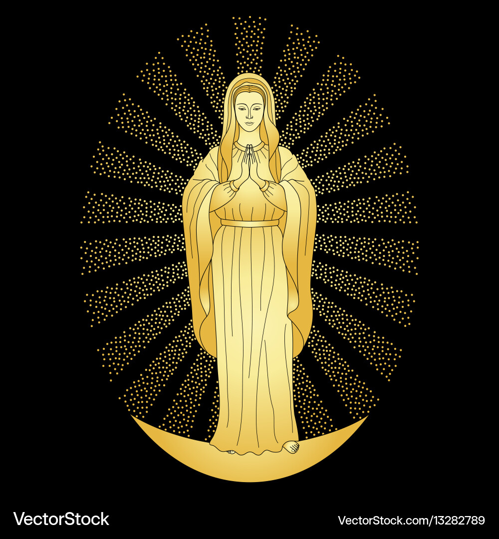 Virgin Mary in Golden Rays Royalty Free Vector Image
