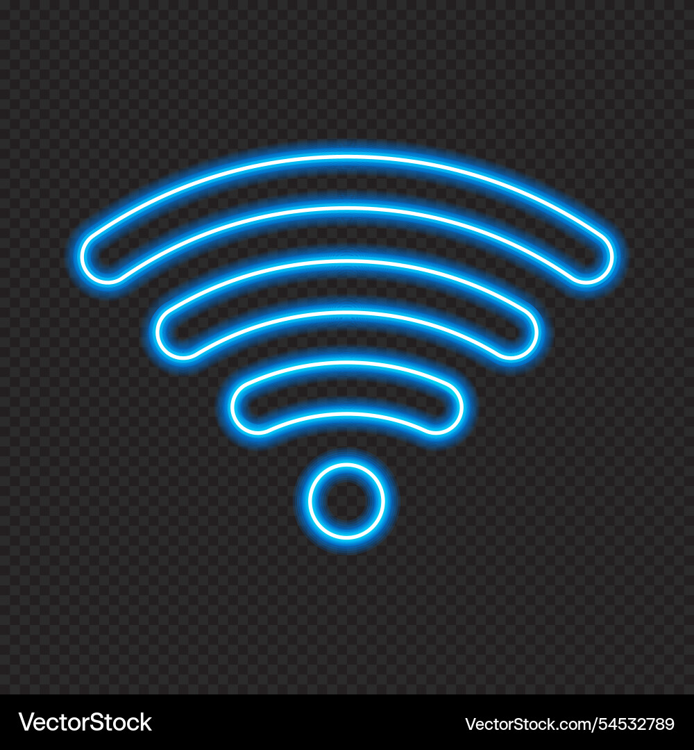 Wifi signal icon in neon style Royalty Free Vector Image