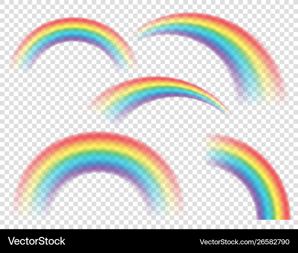 Abstract realistic colorful rainbow on transparent