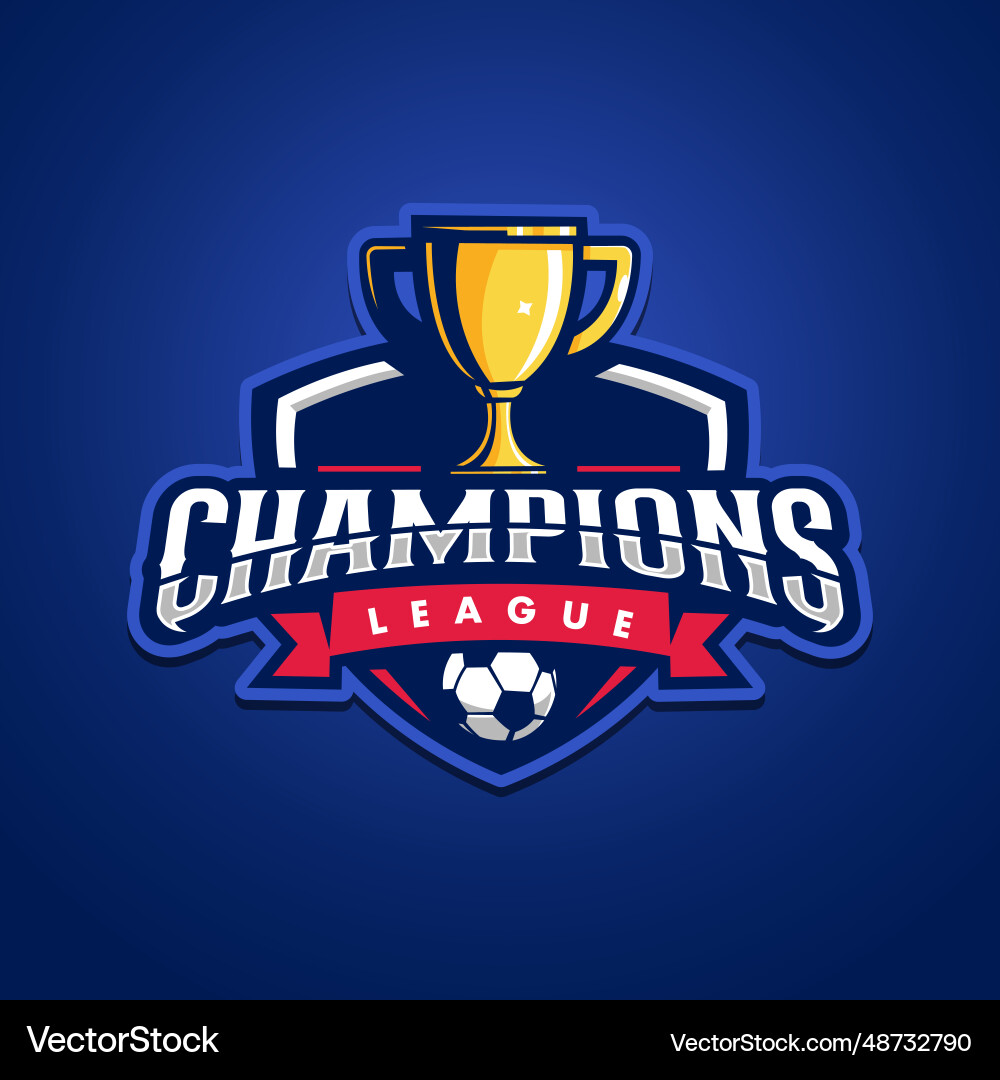 Champions league with trophy Royalty Free Vector Image