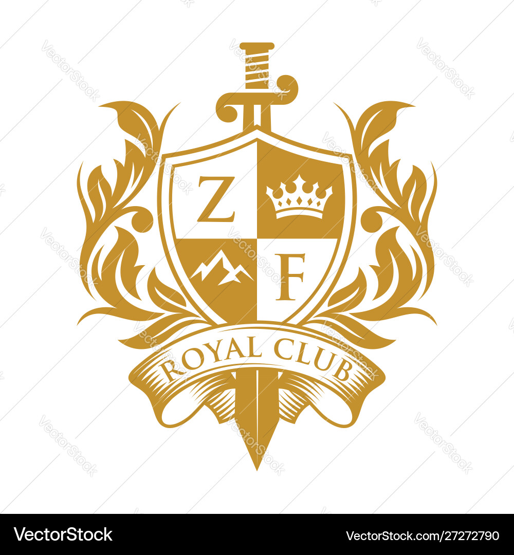Coat arms heraldic luxury logo design concept Vector Image