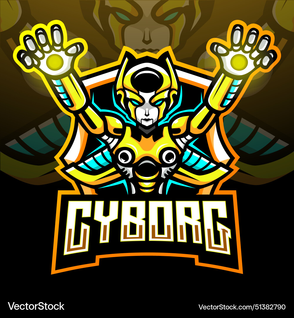 Cyborg mascot esport logo design Royalty Free Vector Image